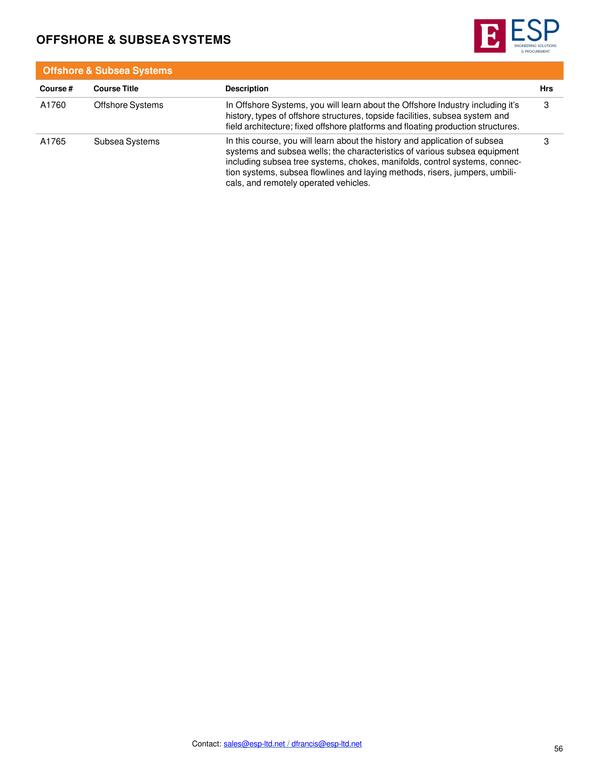 OFFSHORE & SUBSEA SYSTEMS TRAINING